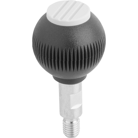 Kipp Spherical Knob Revolving Size:4, D1=50 D=M12X20, Plastic Black Ral7021, Comp:Steel, Cap ...